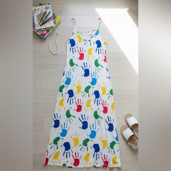 Dresses | Colorful Handprint Maxi Dress | Poshmark